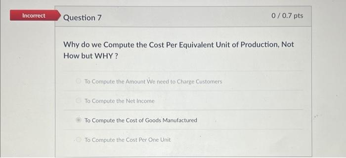 Solved Why do we Compute the Cost Per Equivalent Unit of | Chegg.com