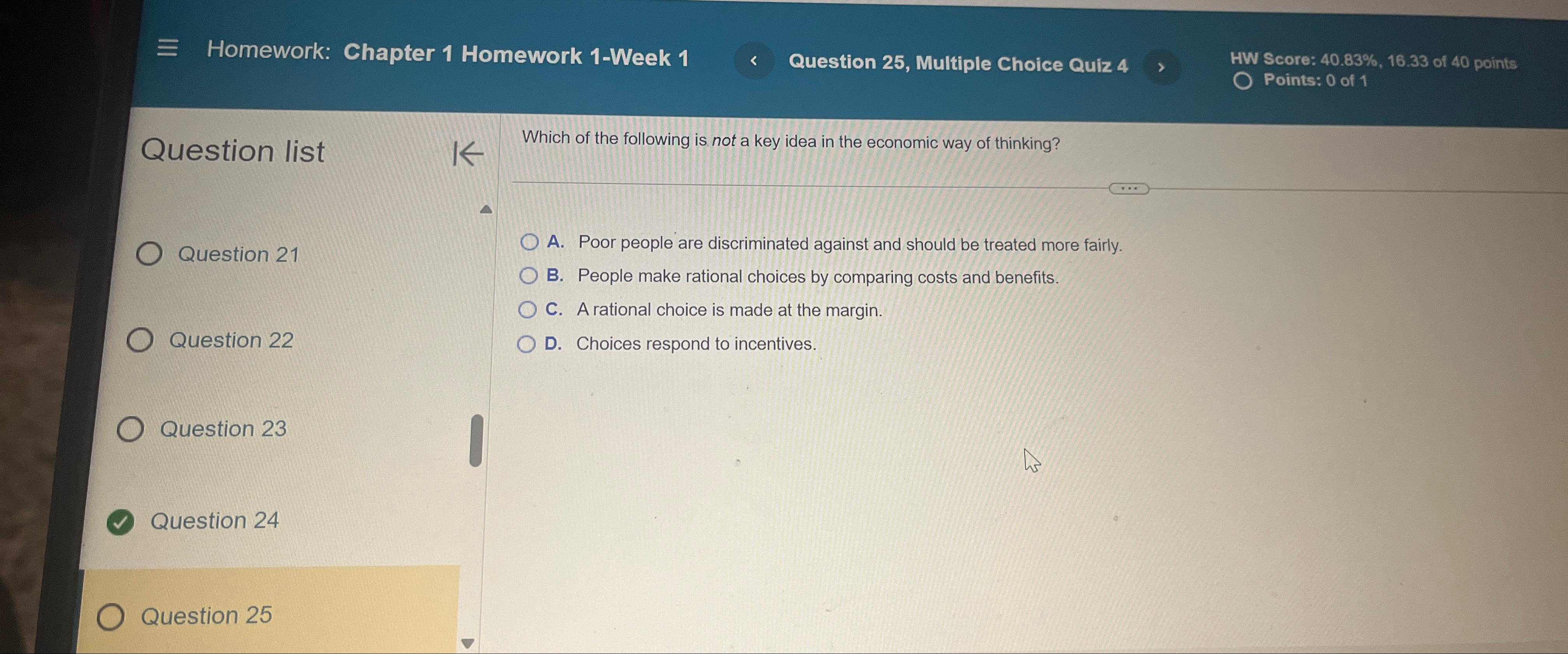 Solved Homework: Chapter 1 ﻿Homework 1-Week 1Question 25, | Chegg.com