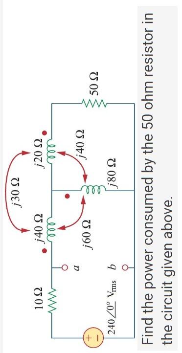 Solved Find the power consumed by the 50ohm resistor in the | Chegg.com