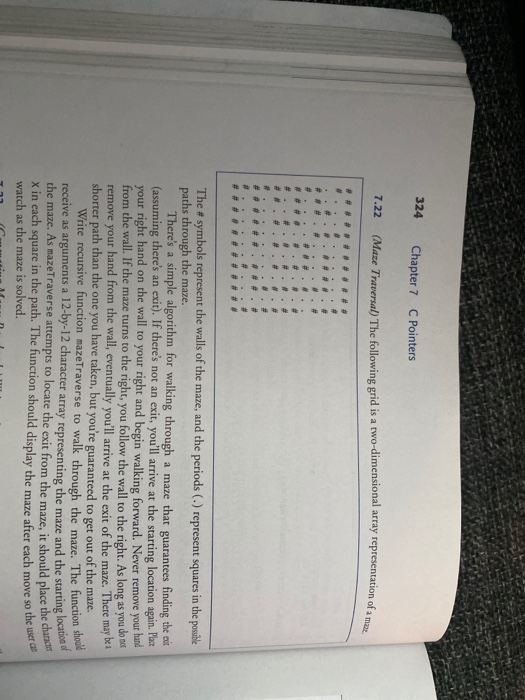 Solved 324 Chapter 7 C Pointers 7.22 (Maze Traversal) The | Chegg.com