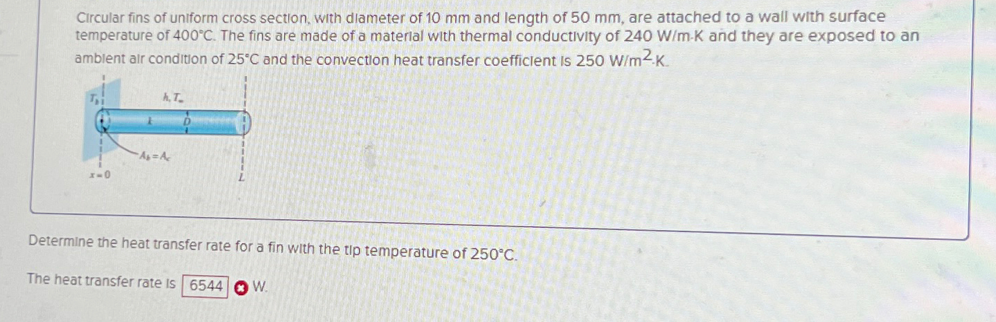 Solved Circular fins of uniform cross section, with dlameter | Chegg.com
