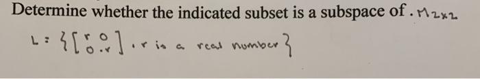 Solved Determine whether the indicated subset is a subspace | Chegg.com