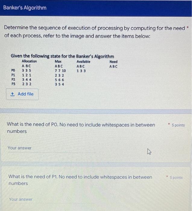 Solved Banker's Algorithm ★ Determine the sequence of | Chegg.com