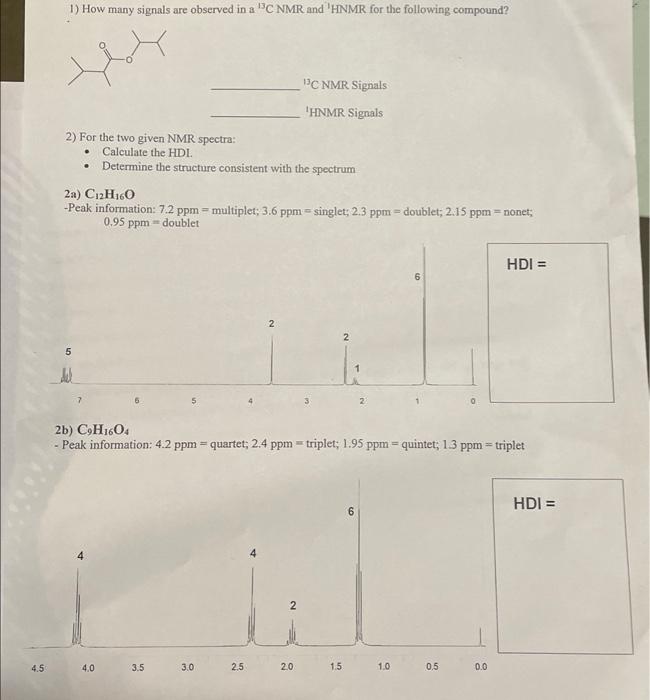 Solved 2) For the two given NMR spectra: - Calculate the | Chegg.com