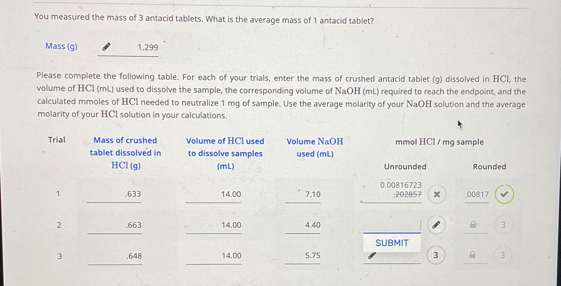 Solved You measured the mass of 3 ﻿antacid tablets. What is | Chegg.com