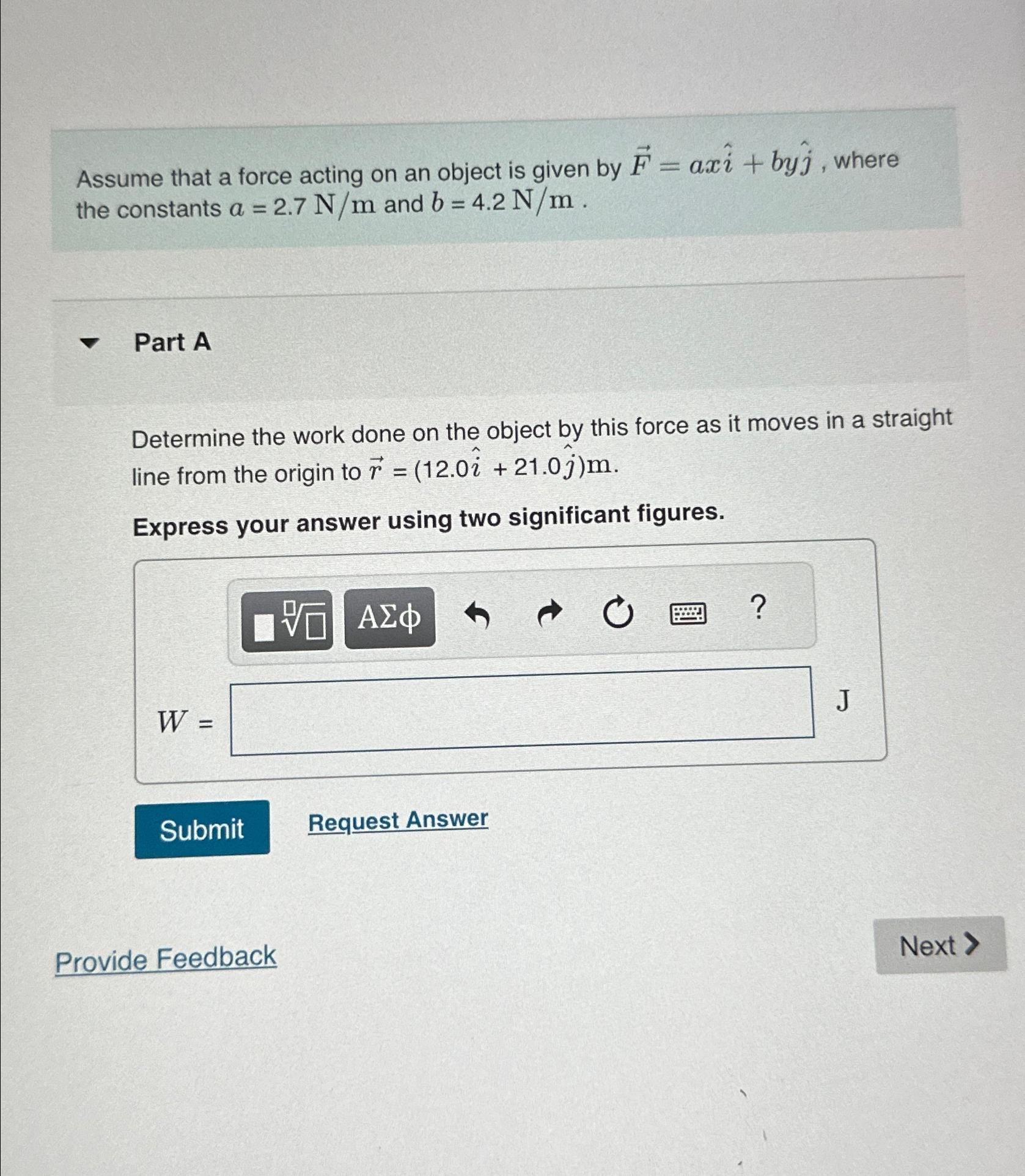 Solved Assume that a force acting on an object is given by | Chegg.com