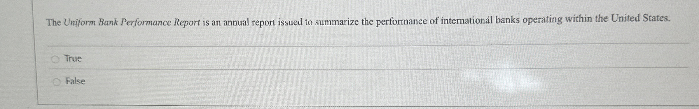 Solved The Uniform Bank Performance Report is an annual | Chegg.com