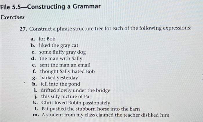 File 55—constructing A Grammar Exercises 27 