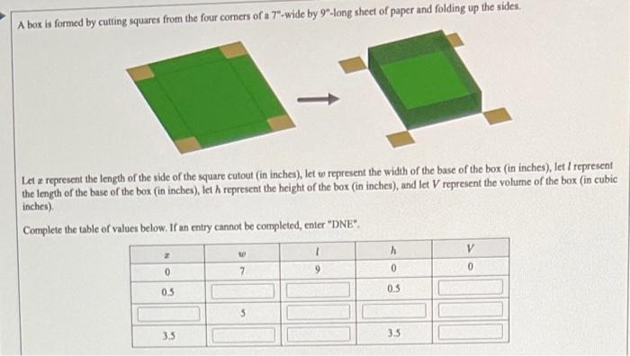 Solved A box is formed by cutting squares from the four | Chegg.com