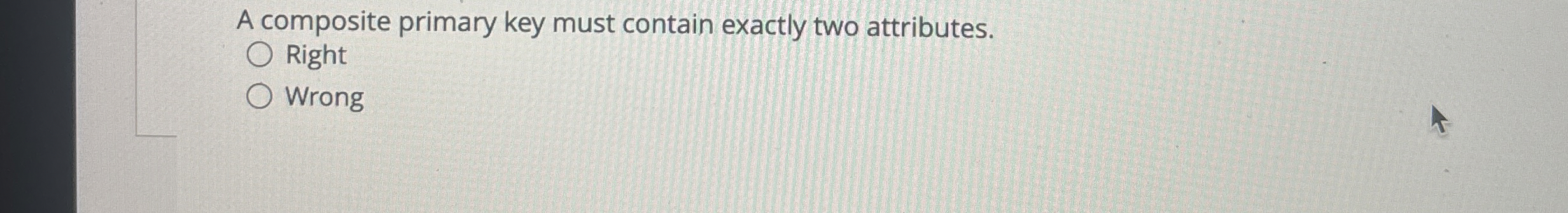 Solved A composite primary key must contain exactly two | Chegg.com