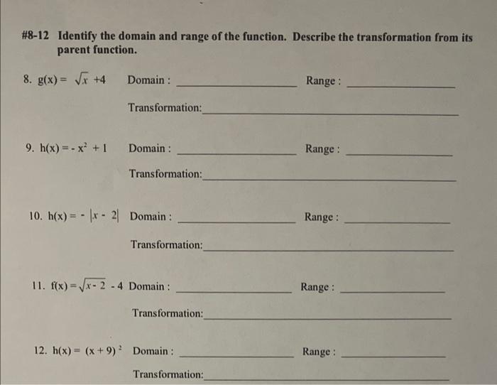 Solved Identify the domain and range of the function. | Chegg.com