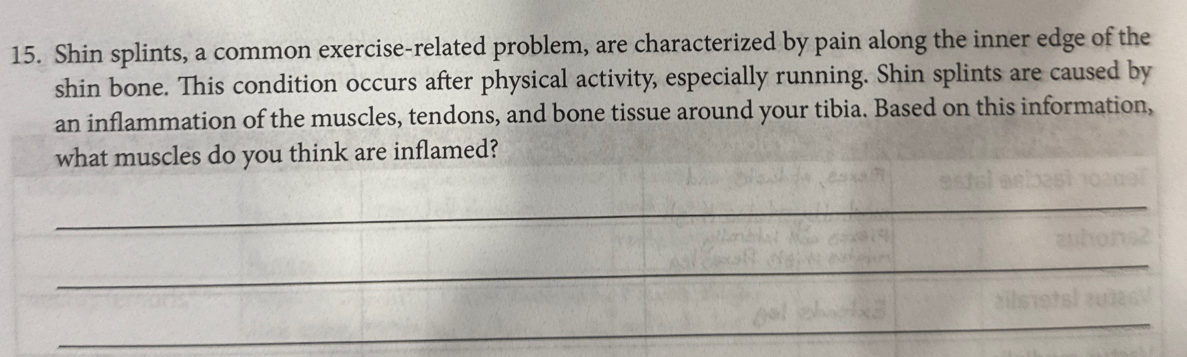 Solved Shin splints, a common exercise-related problem, are | Chegg.com