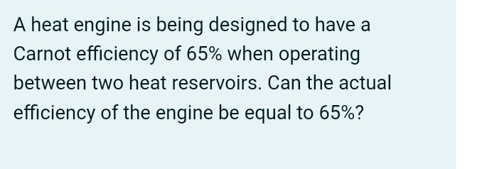 Solved A Heat Engine Is Being Designed To Have A Carnot Chegg