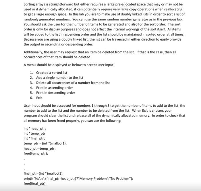 Solved Sorting arrays is straightforward but either requires | Chegg.com