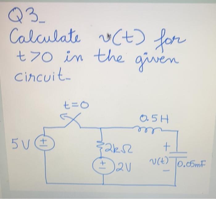 Solved Q3. Calculate Ct) for to in the given circuit. t=0 X | Chegg.com