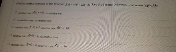 Solved Find all relative extret of the function Xx) - ** - | Chegg.com