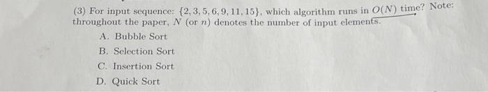 Solved (3) For input sequence: ( {2,3,5,6,9,11,15} ), which | Chegg.com