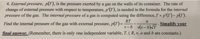 Solved X 4. External pressure, p(), is the pressure exerted | Chegg.com