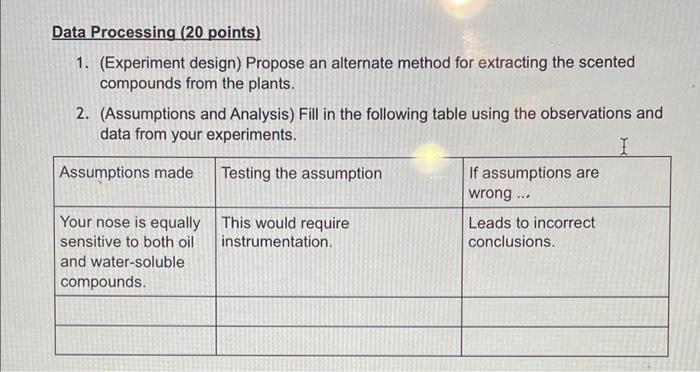 Solved EXTRACTION WITH OIL AND WATER LABhelp with answers to | Chegg.com