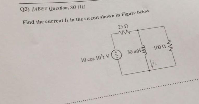 Solved Q3) [ABET Question, SO (1)] Find the current i1 in | Chegg.com