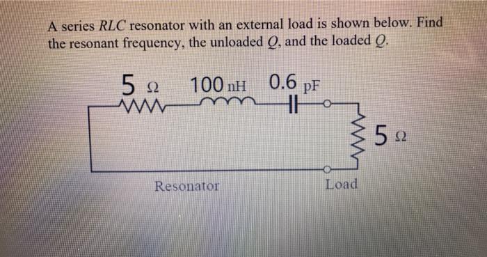Solved A series RLC resonator with an external load is shown | Chegg.com