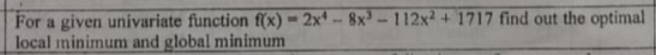 Solved For a given univariate function | Chegg.com