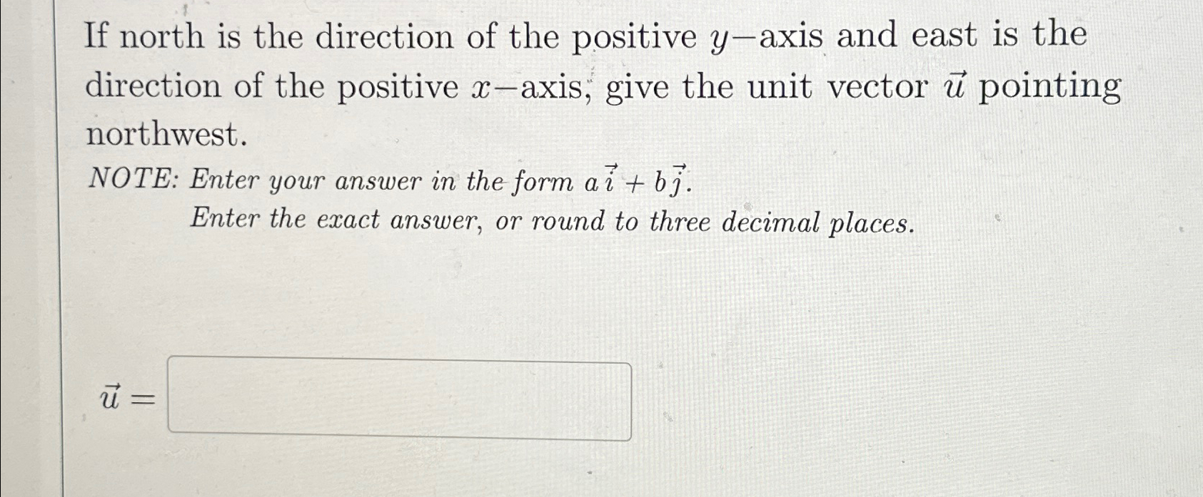 Solved If north is the direction of the positive y-axis and | Chegg.com
