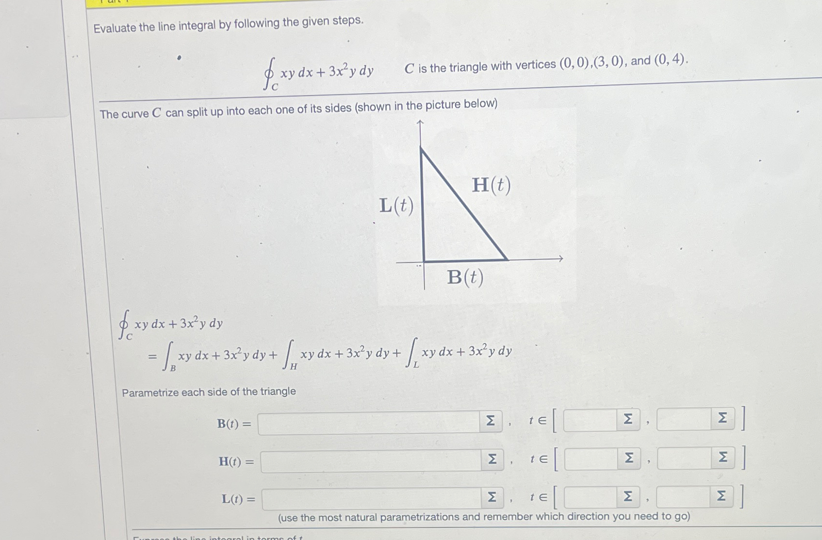 Solved Evaluate the line integral by following the given | Chegg.com