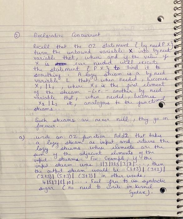 (2) Declarative Concurrunt Recall that the OZ | Chegg.com