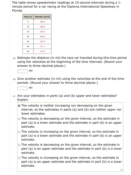 Solved The table shows speedometer readings at 10-second | Chegg.com