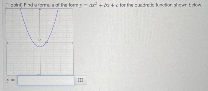 Solved (1 point) Find a formula of the form y = ax + bx + c | Chegg.com
