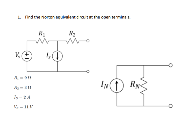 Find the Norton equivalent circuit at ﻿the open | Chegg.com
