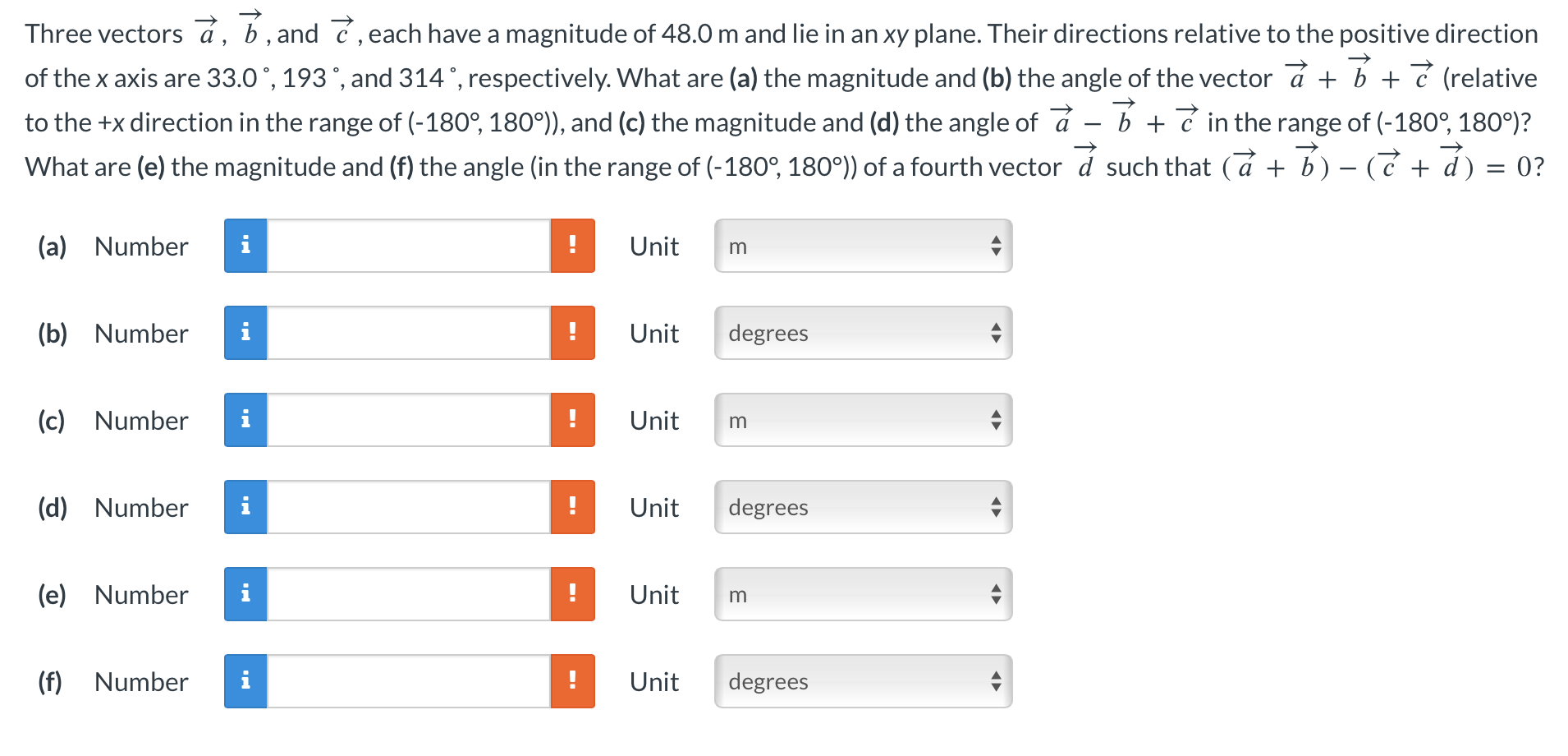 Solved Three vectors vec(a),vec(b), ﻿and vec(c), ﻿each have | Chegg.com