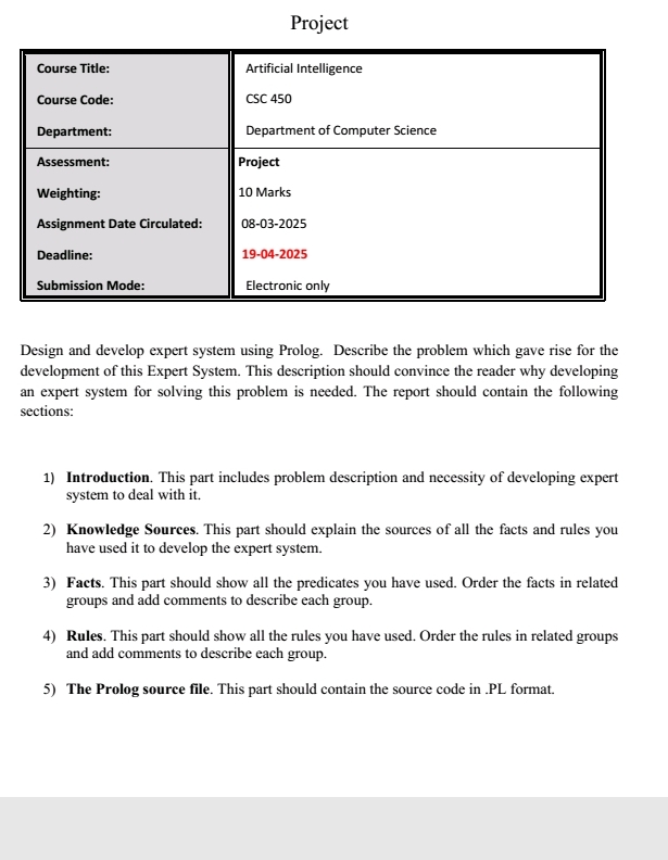 Solved Project\table[[Course Title:,Artificial | Chegg.com