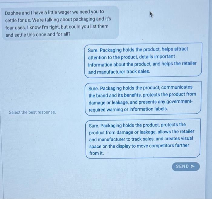 Solved Daphne and I have a little wager we need you to | Chegg.com