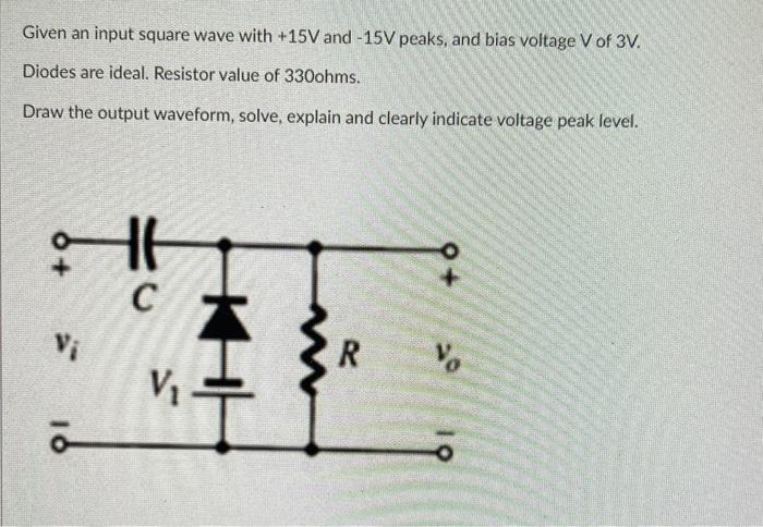 Solved Given an input square wave with +15 V and −15 V | Chegg.com
