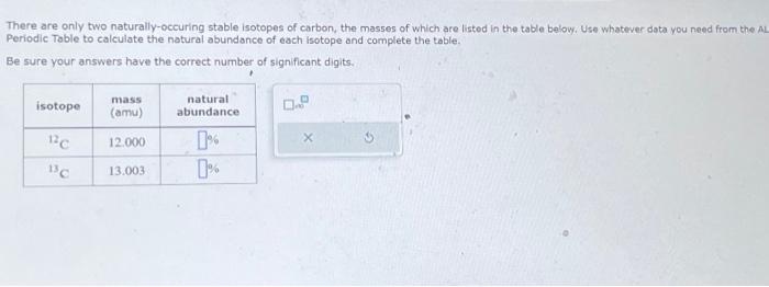 Solved There are only two naturally-occuring stable isotopes | Chegg.com