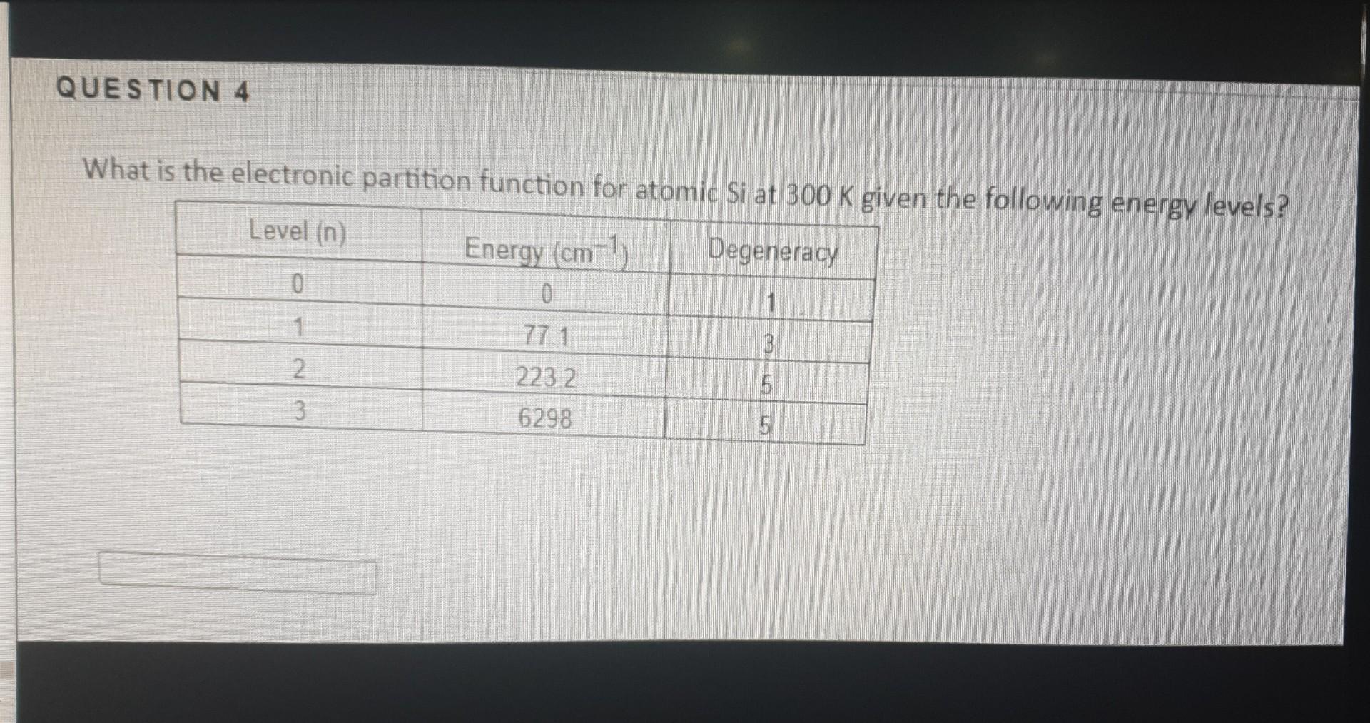 Solved What is the electronic partition function for atomic | Chegg.com