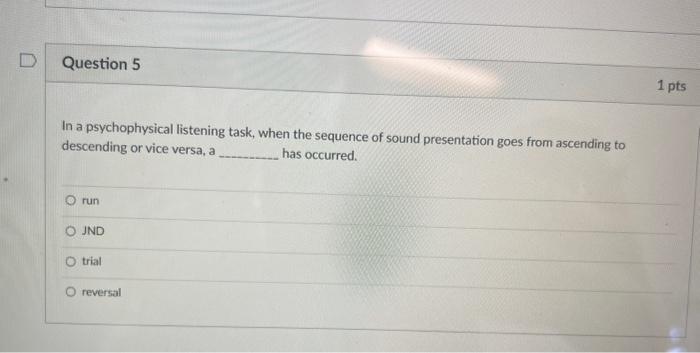 Solved In a psychophysical listening task, when the sequence | Chegg.com