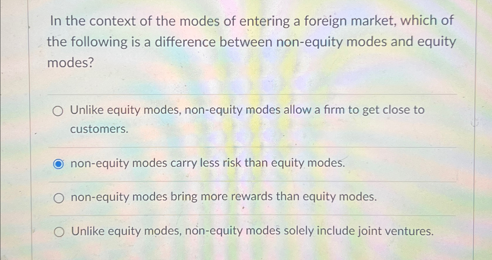 Solved In the context of the modes of entering a foreign | Chegg.com
