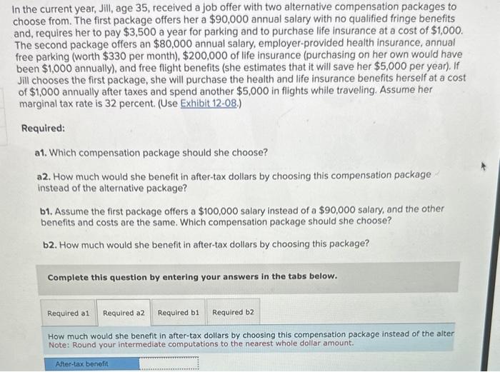 Solved n the current year, Jill, age 35, received a job | Chegg.com