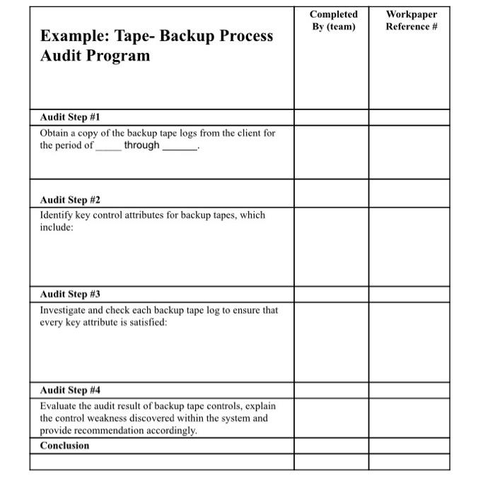 Completed By (team) Workpaper Reference # Example: | Chegg.com