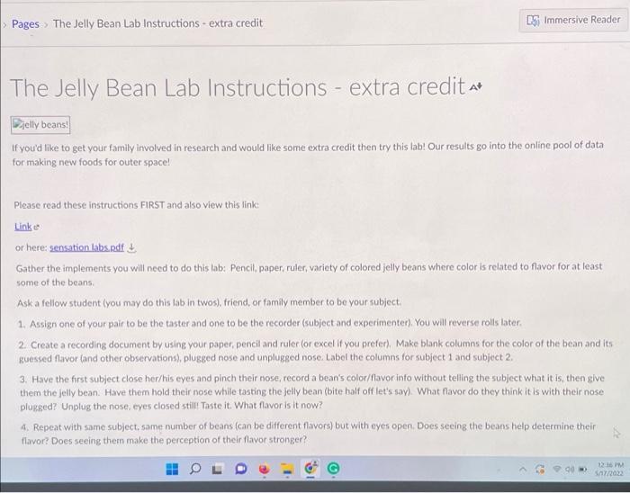 > Pages > The Jelly Bean Lab Instructions - extra | Chegg.com