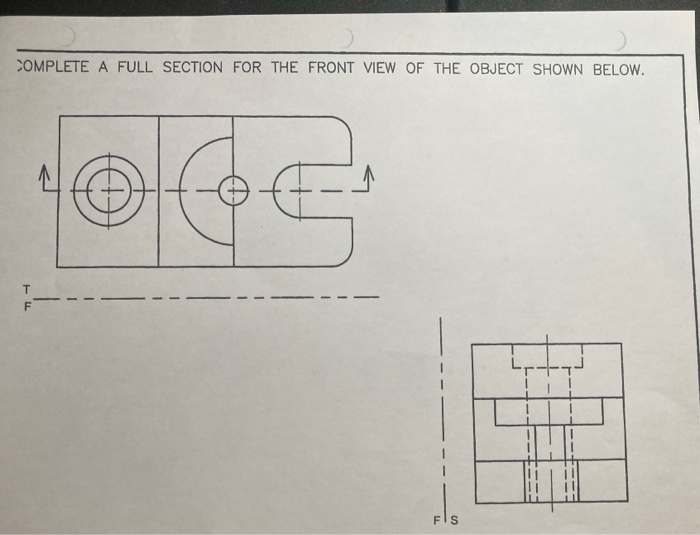 Solved OMPLETE THE SECTIONAL VIEW INDICATED BY THE CUTTING | Chegg.com