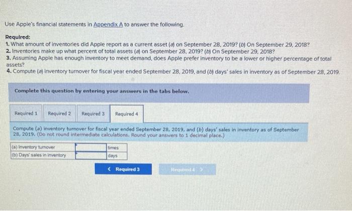 Solved Use Apple's financial statements in Appendix A to | Chegg.com