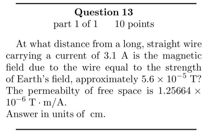 Solved part 1 of 110 points At what distance from a long, | Chegg.com