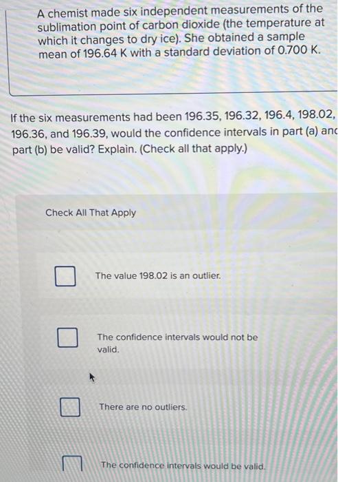 Solved Required information A chemist made six independent | Chegg.com