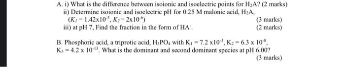 Solved A. i) What is the difference between isoionic and | Chegg.com