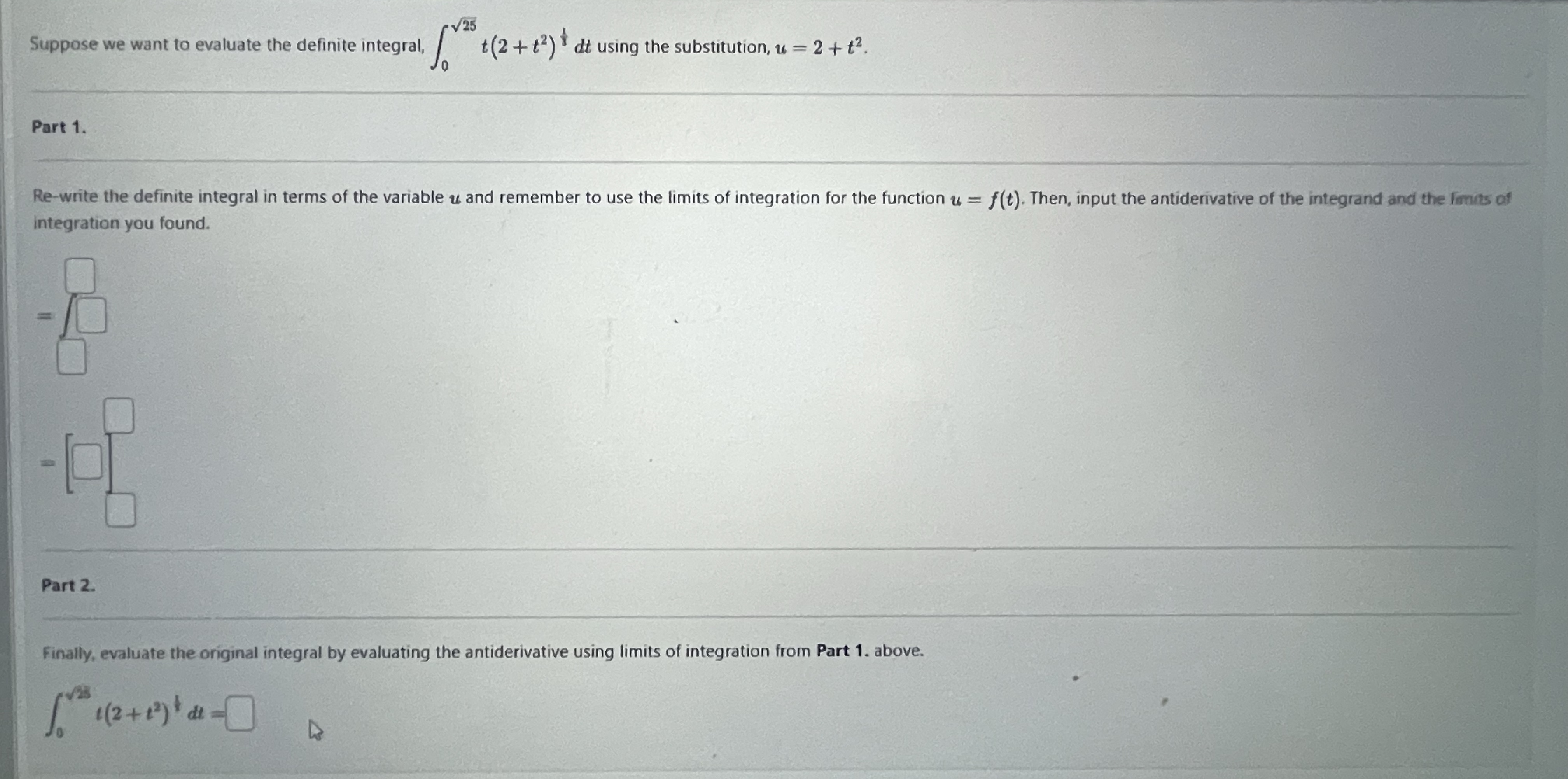 Solved Suppose we want to evaluate the definite integral, | Chegg.com