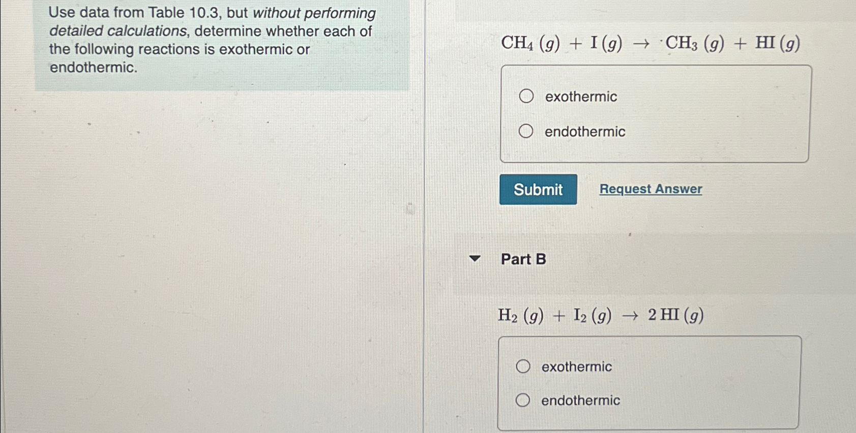 Solved Use data from Table 10.3, ﻿but without performing | Chegg.com